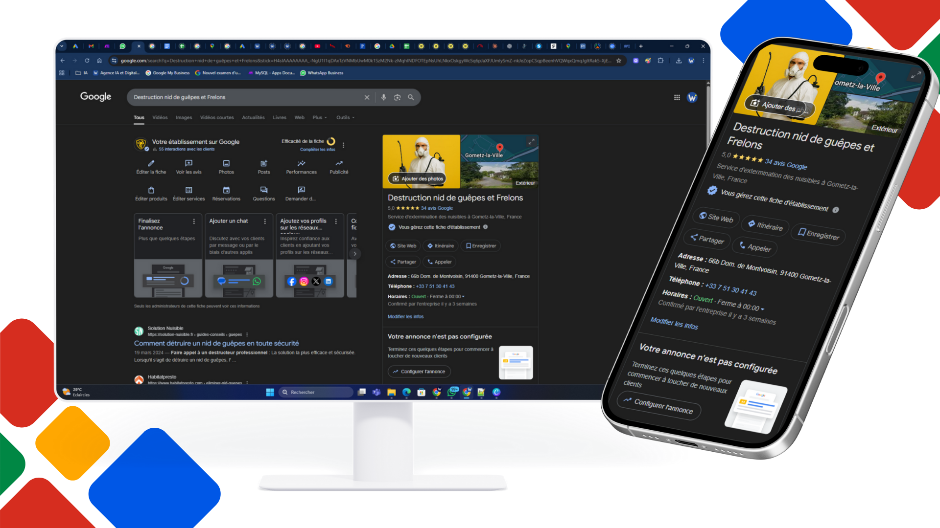 Fiche Google Destruction de nids de guêpes et frelons | Winwebtech